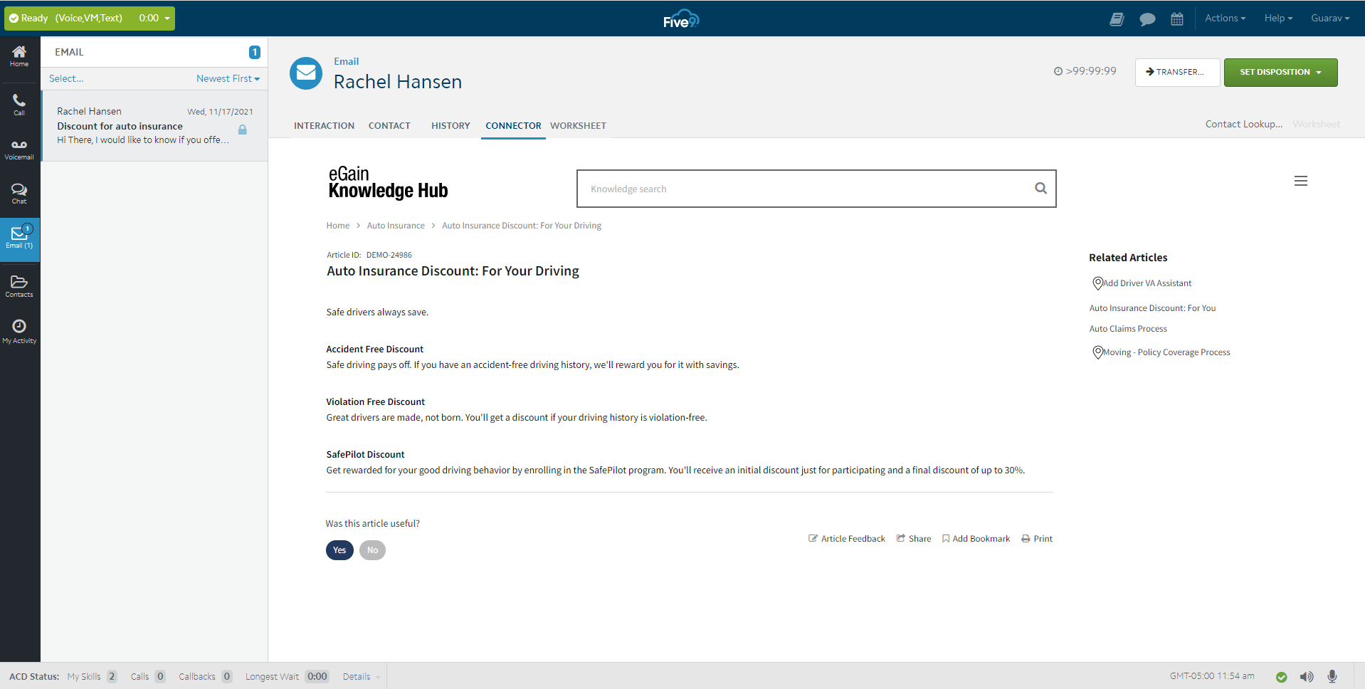 Best Knowledge Management Software for Five9 Contact Center | eGain