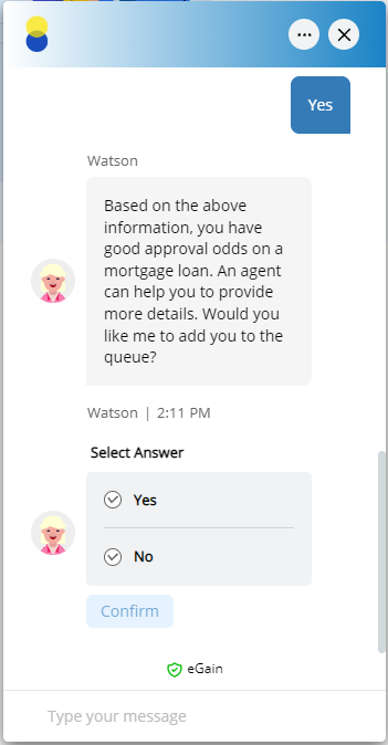Pre-built connector for IBM Watson Assistant and eGain’s Conversation Hub™